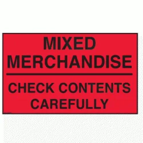 "Mixed Merchandise Check Contents" Label - AMS Printing