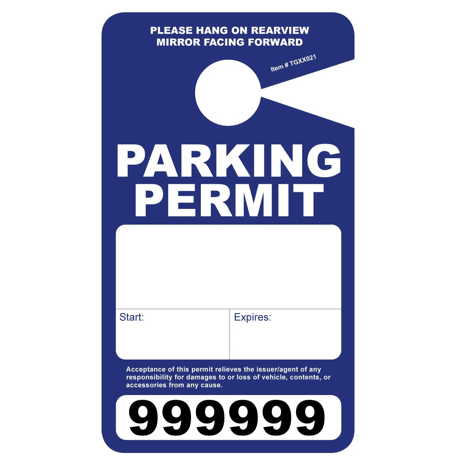 Large & thick plastic parking permits, Rear view mirror tag - AMS Printing
