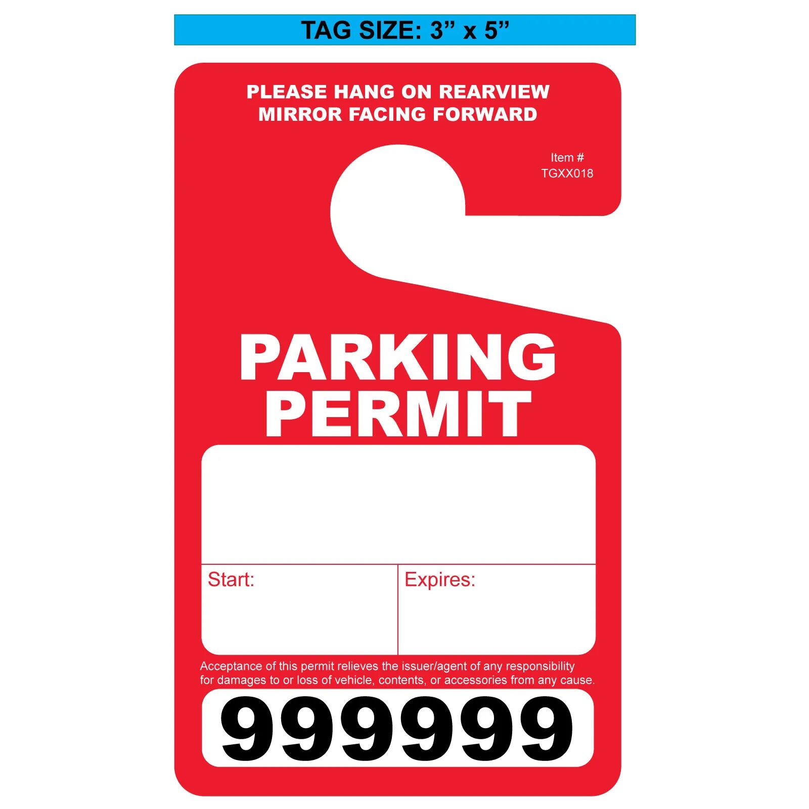 Temporary parking permits tags - Rear view mirror tags - AMS Printing