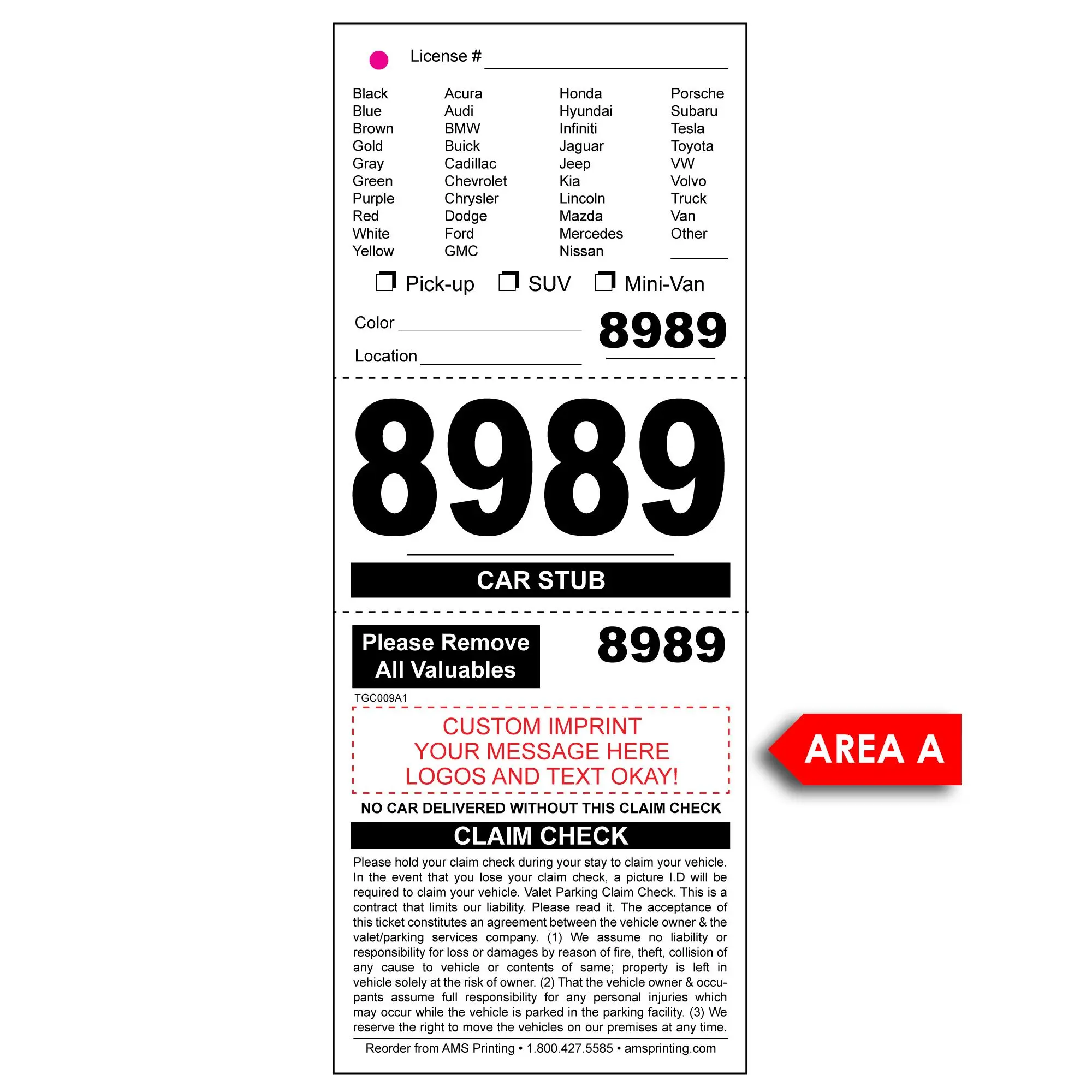 Custom Printed Valet Parking Tags – Bold Numbers & Perforated Design ...