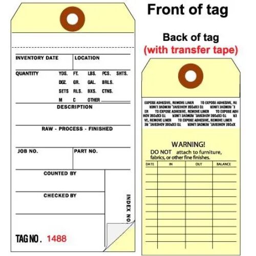2 Part Inventory Tag with Transfer Tape - Plain - AMS Printing