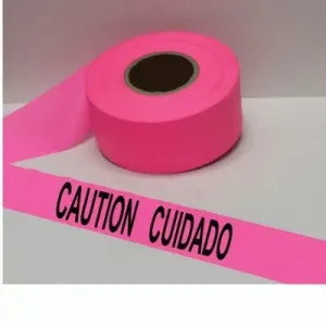 Caution Cuidado Caution Tape, Fl. Pink - AMS Printing