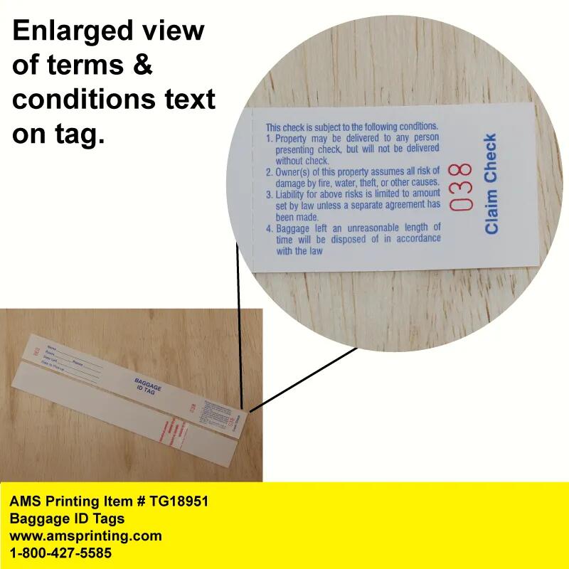 Bag Tags with Transfer Tape on Back on Bright White Tag - AMS Printing