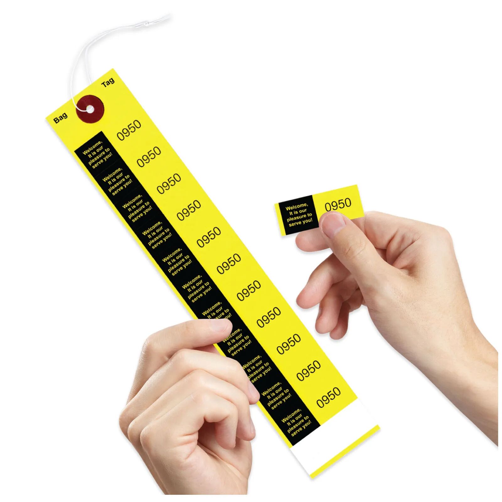 Baggage Claim Check Tags on Yellow stock with 12 Labels - AMS Printing