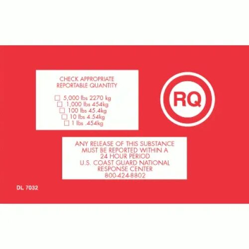 "Check Appropriate Reportable" RQ Marking Label - AMS Printing