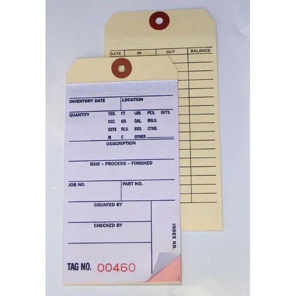 3 Part Carbonless Inventory Tags - Plain - AMS Printing