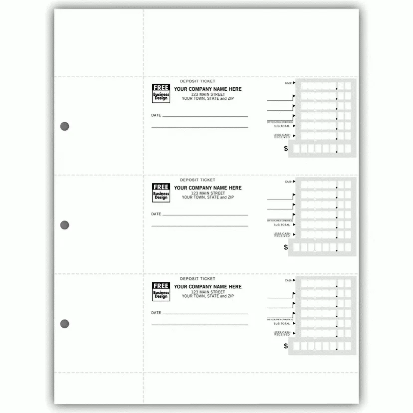 329D, 3-To-A-Page Personal Size Deposit Tickets - AMS Printing