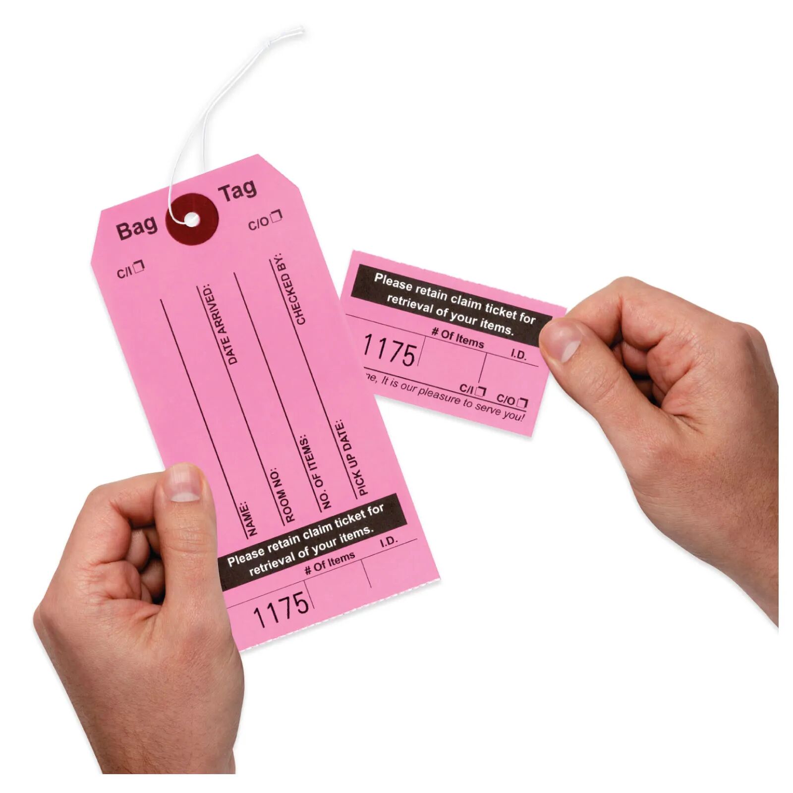 Pink Colored Baggage Claim Check Tags with 8 Labels - AMS Printing