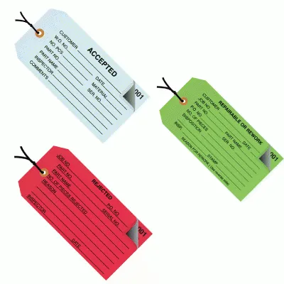 2 Part Inspection Tags, Pre-Strung - AMS Printing