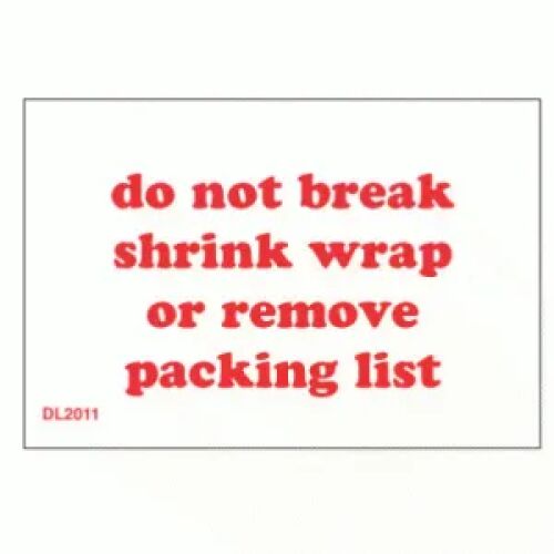 "Don't break shrink wrap or remove packing list" - AMS Printing