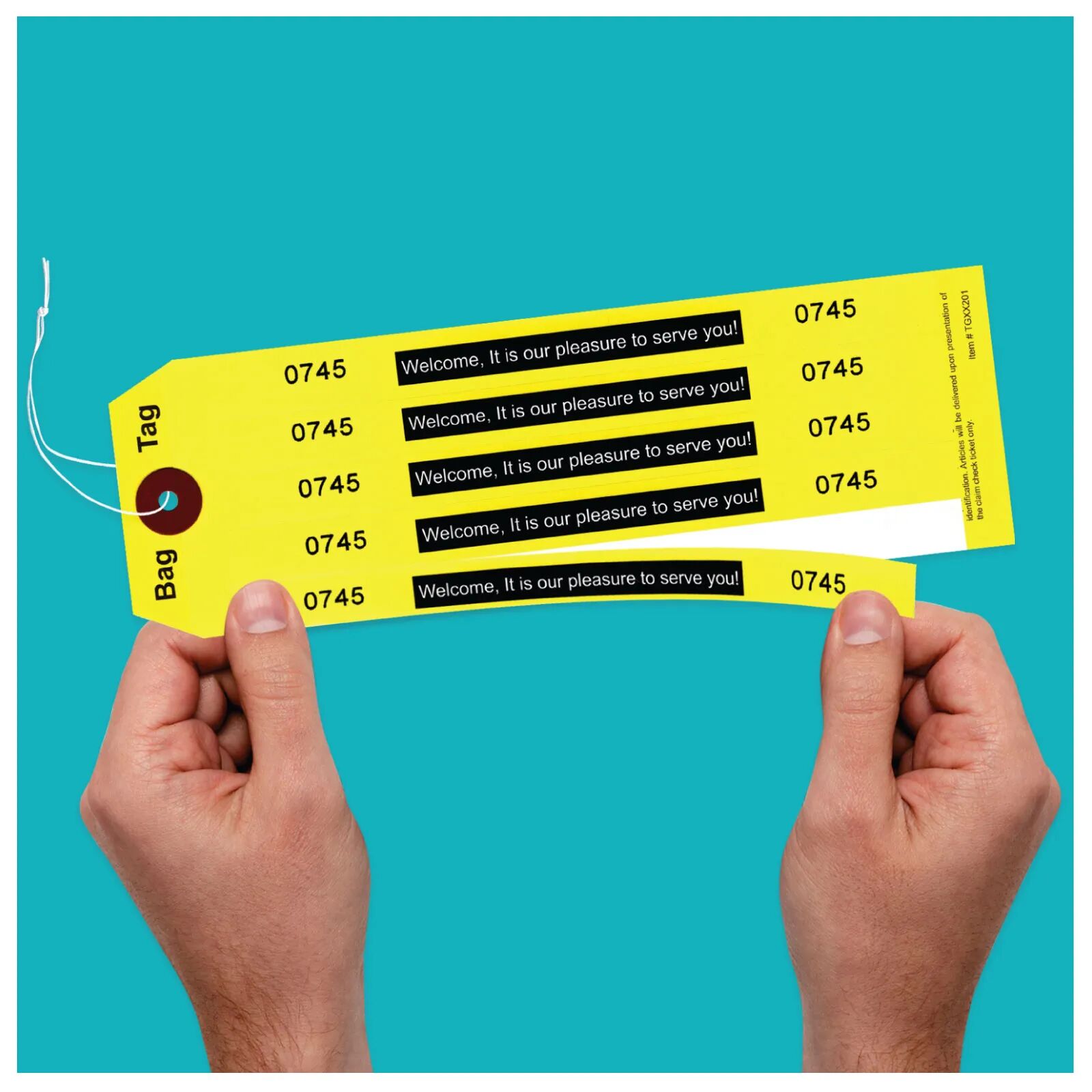 Yellow Bag Claim Tags with Labels For Hotels & Bag Storage - AMS Printing