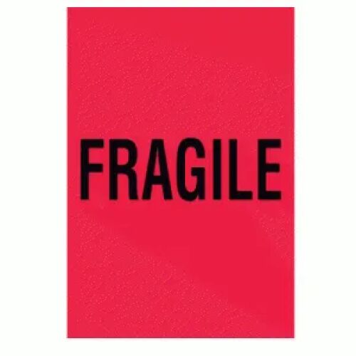 Red Fluorescent "FRAGILE" Label - AMS Printing