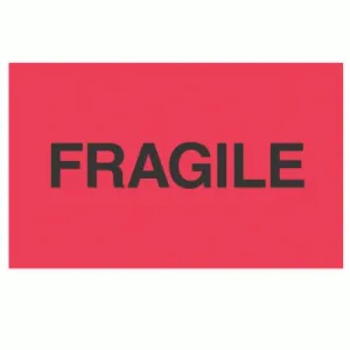 Red Fluorescent "FRAGILE" Label - AMS Printing