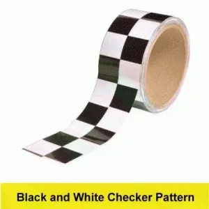 Hazard Warning Tape, Checkerboard, Black/White - AMS Printing