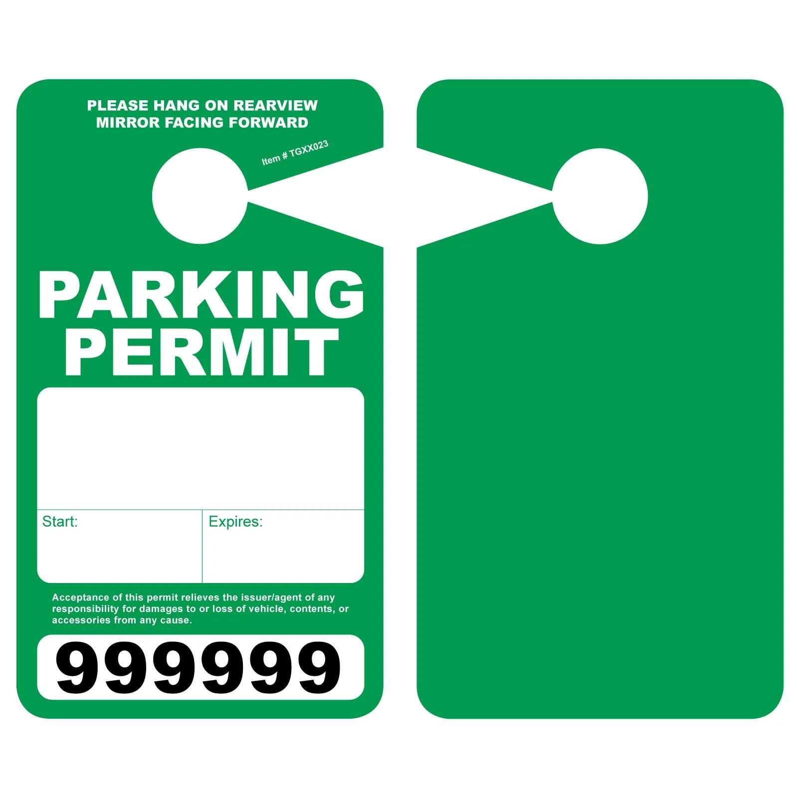 Large & thick plastic parking permits, Rear view mirror tag - AMS Printing