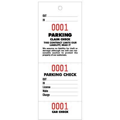 Parking valet tags for parking lots and for hotels - AMS Printing