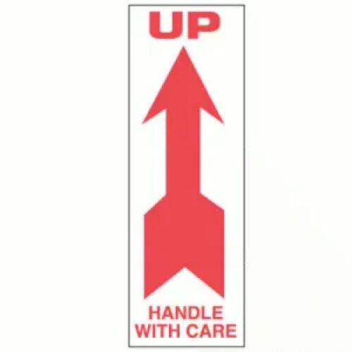 "Up Handle With Care" Arrow Label - AMS Printing