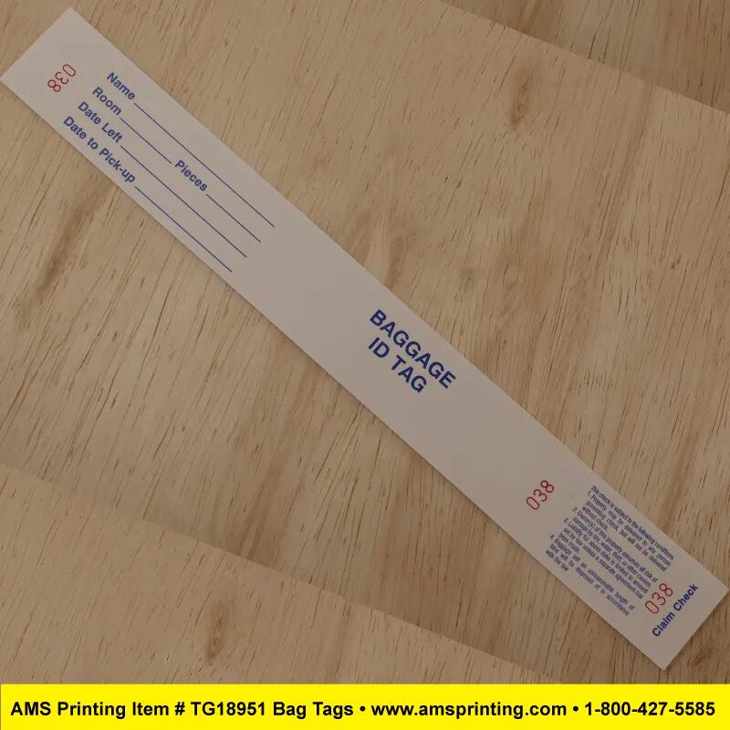 Bag Tags with Transfer Tape on Back on Bright White Tag - AMS Printing