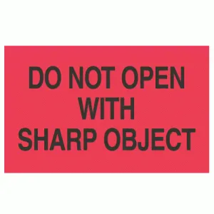 "DO NOT OPEN WITH SHARP OBJECT" Label - AMS Printing