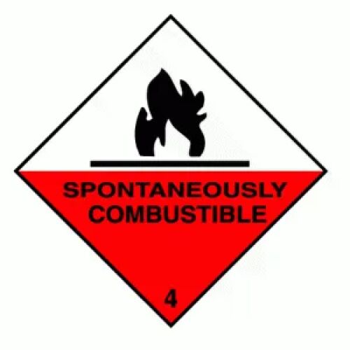 "SPONTANEOUSLY COMBUSTIBLE 4" - D.O.T. Label - AMS Printing