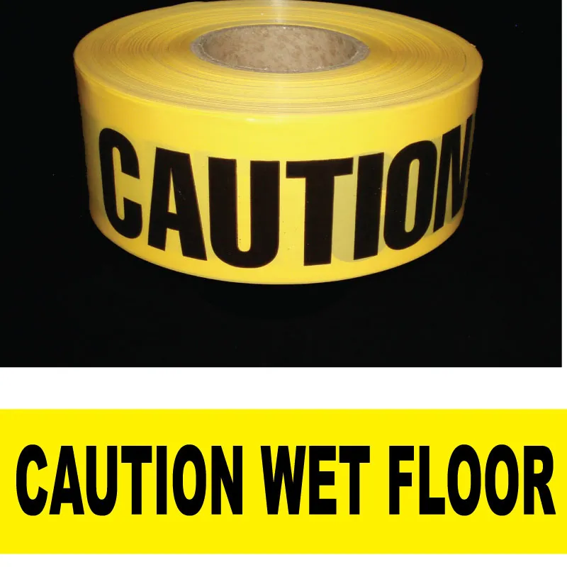 Caution Wet Floor Barricade Tape - AMS Printing
