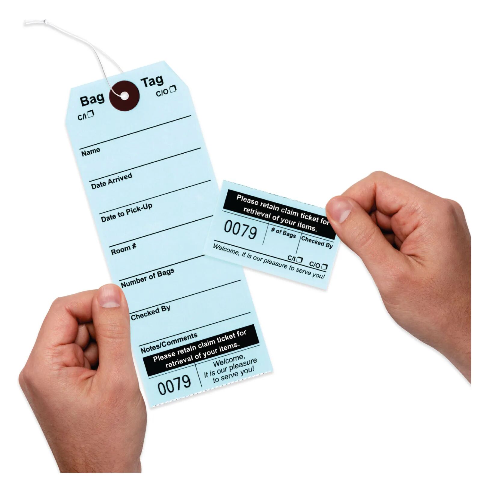 Hospitality tags with labels for luggage, and bags. - AMS Printing