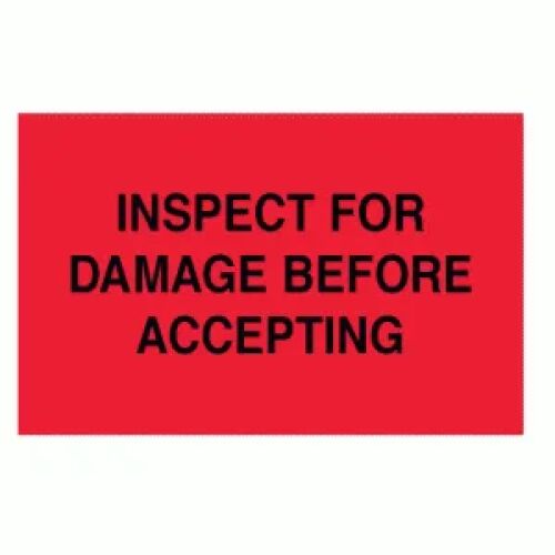 "INSPECT FOR DAMAGE BEFORE ACCEPTING" Label - AMS Printing