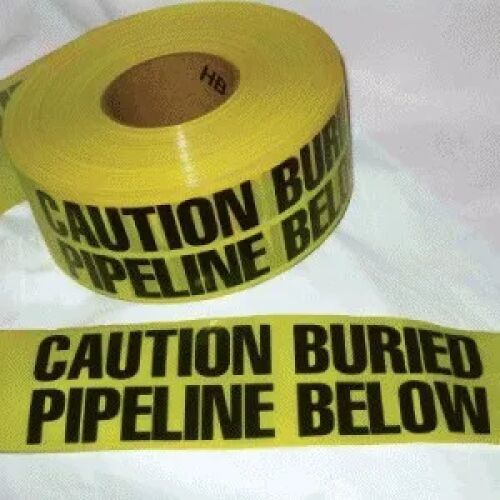 Caution Buried Pipeline Below - Yellow - AMS Printing