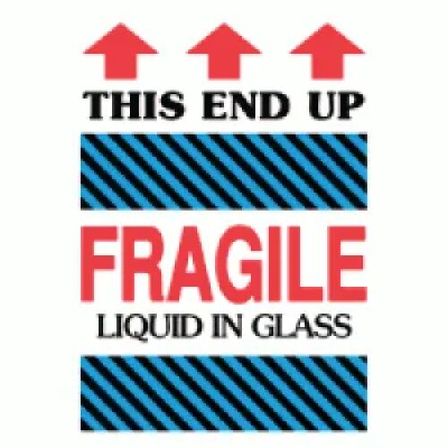 "THIS END UP FRAGILE LIQUID IN GLASS" Label - AMS Printing