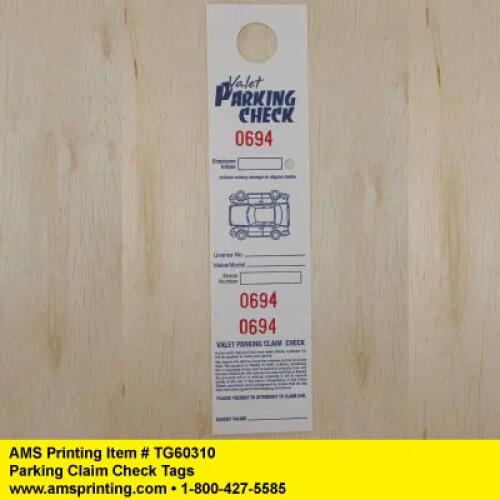 Parking-valet tags for parking lots and for hotels - AMS Printing