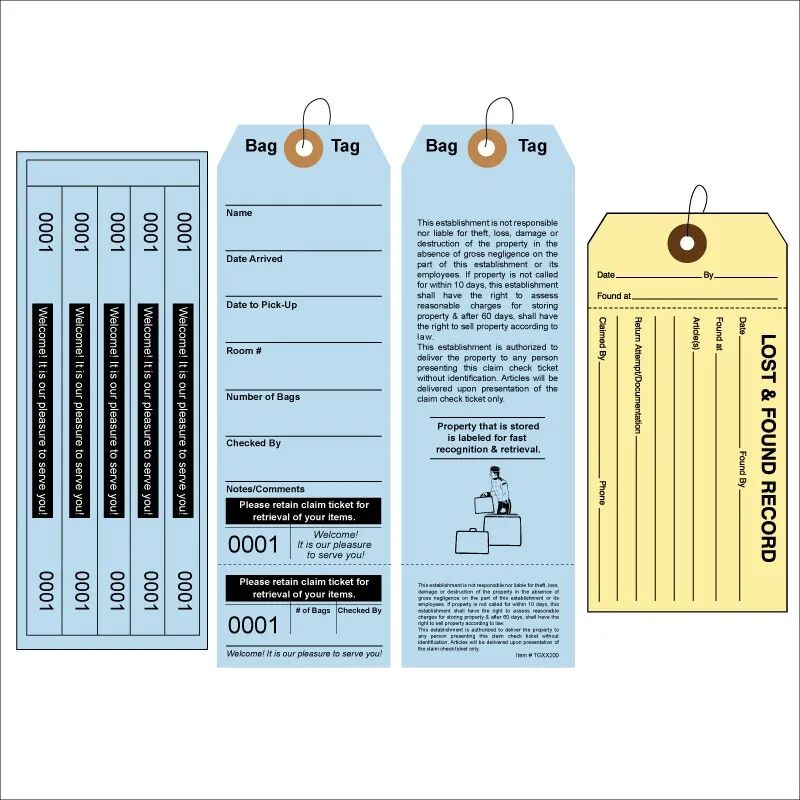 Hospitality tags with labels for luggage, and bags. - AMS Printing