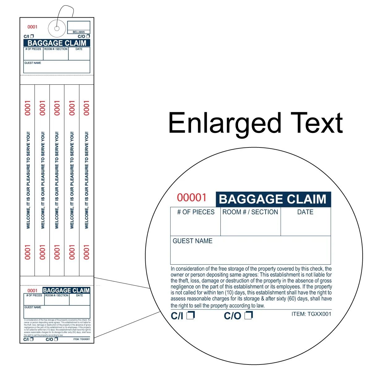 Baggage Claim Check Tag With Five Matching Numbered Labels AMS Printing