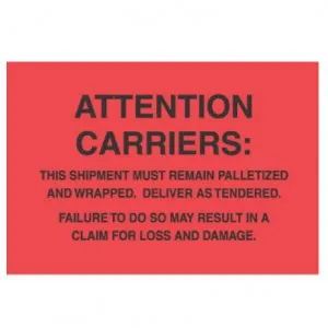 "Attention Carriers: This Shipment Must" Label - AMS Printing