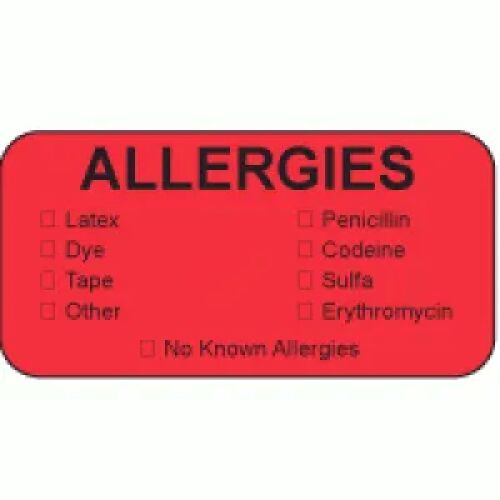 ALLERGY Alert Labels - AMS Printing