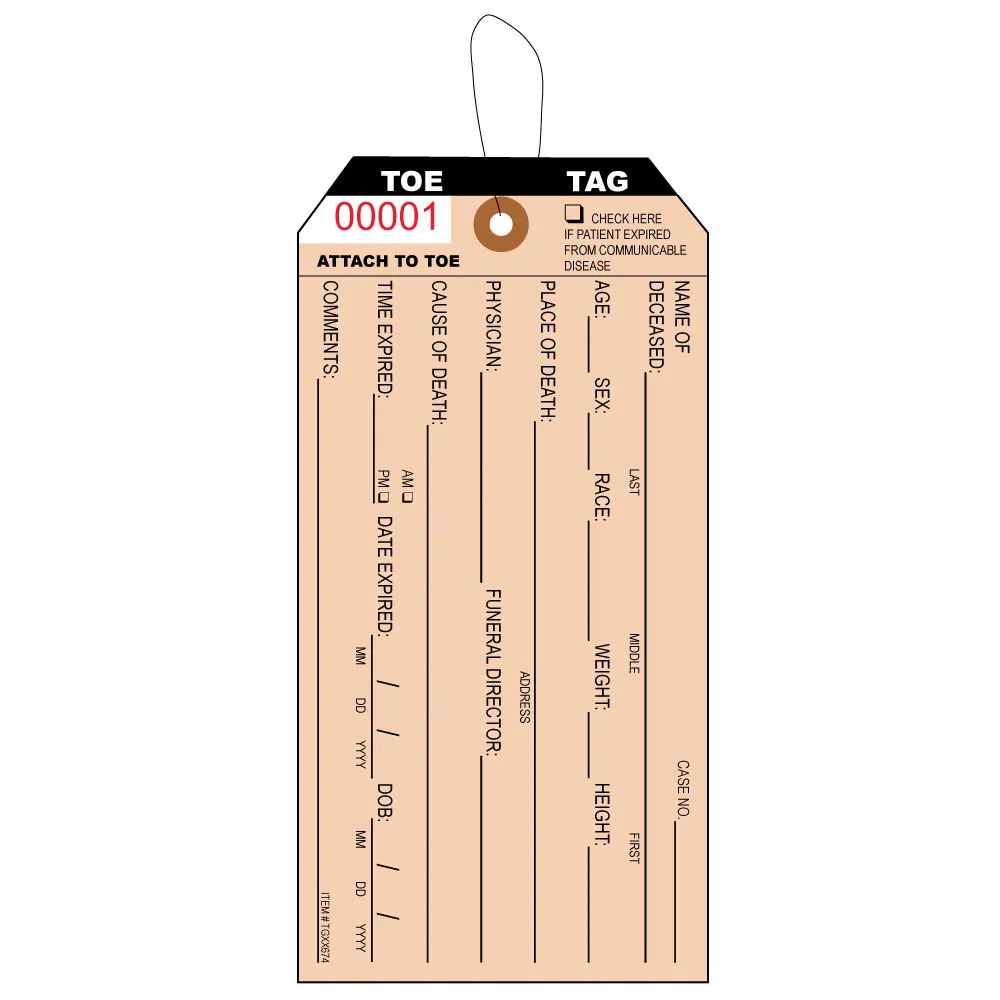 Morgue Toe Tags - AMS Printing