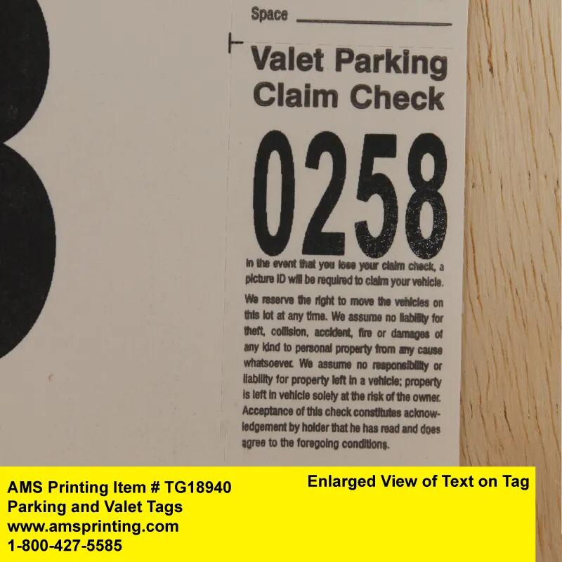 Parking valet tags for parking lots and for hotels - AMS Printing