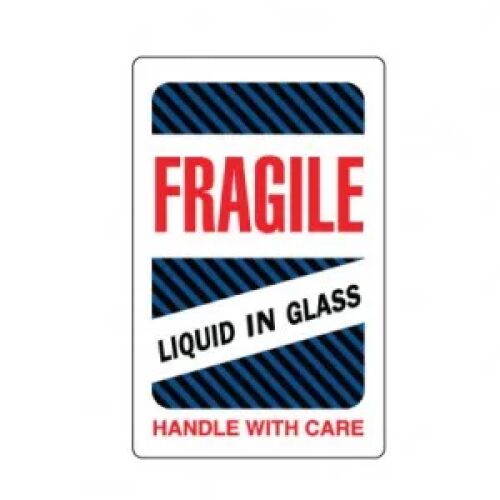 "Fragile Liquid in Glass Handle With Care" Label - AMS Printing