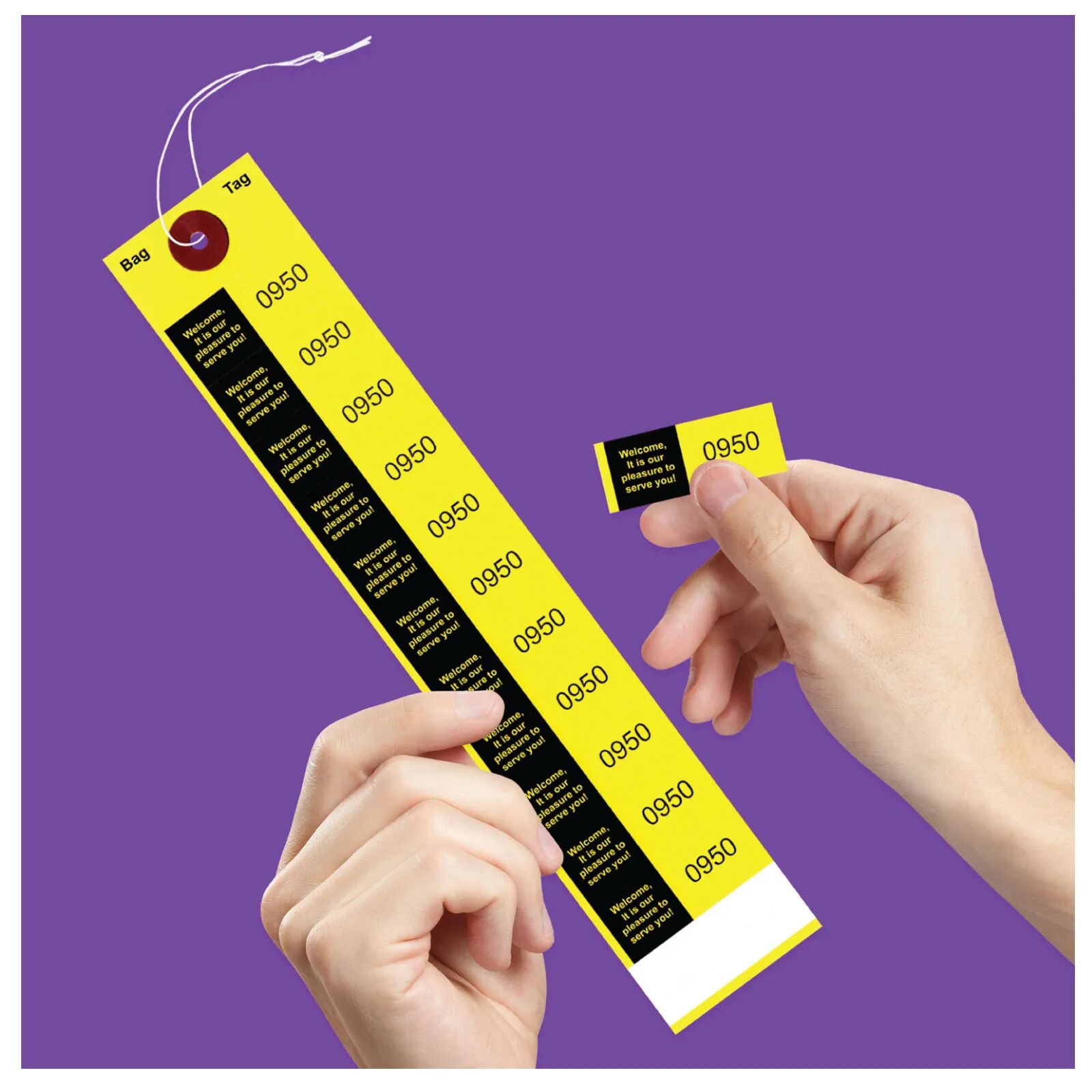 Baggage Claim Check Tags on Yellow stock with 12 Labels - AMS Printing