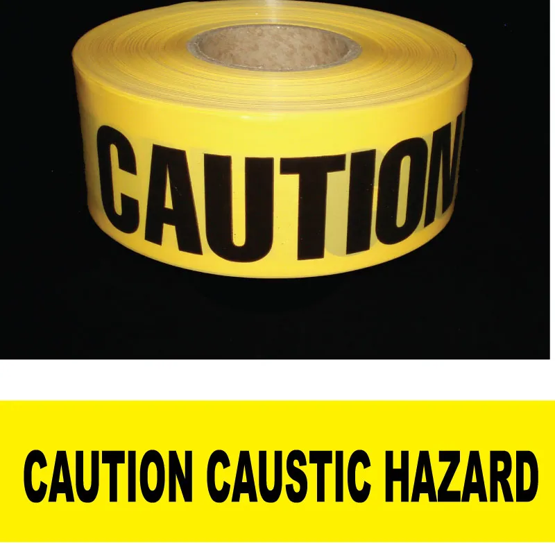 Caution Caustic Hazard Reinforced Barricade Tape - AMS Printing