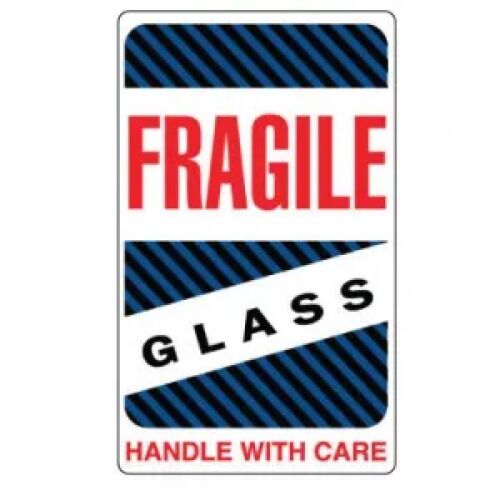 "FRAGILE GLASS HANDLE WITH CARE" Label - AMS Printing