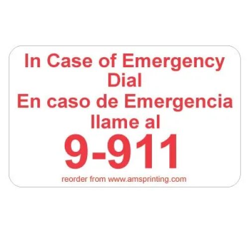 English/Spanish Emergency 9-911 Label, 1.25" x 2", White & Red - AMS ...