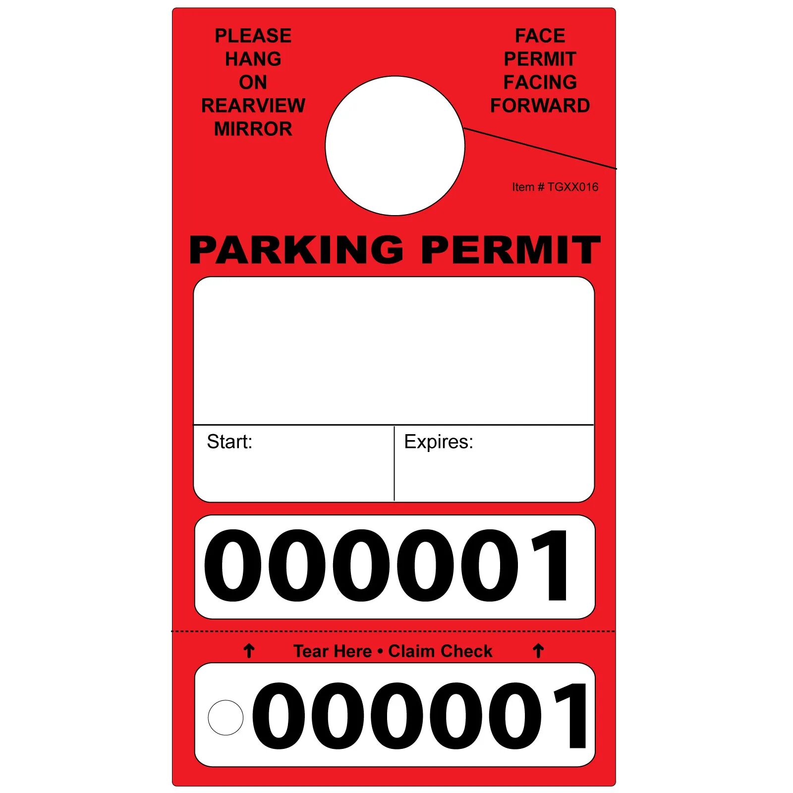 Parking Permit Hang Tags, Parking Passes Numbered Tickets - AMS Printing