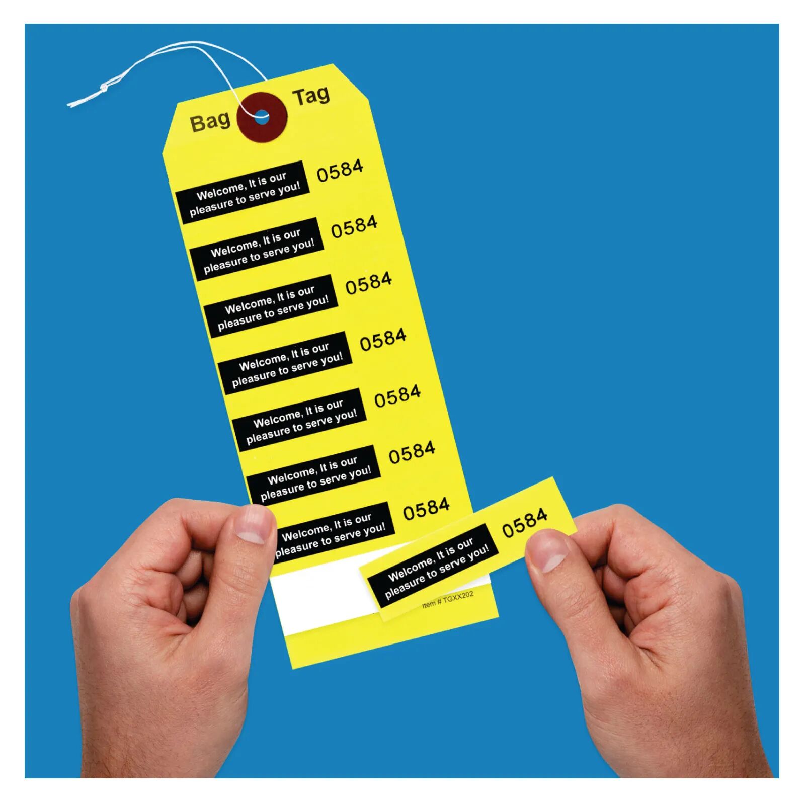 Yellow Colored Baggage Claim Check Tags with 8 Labels - AMS Printing