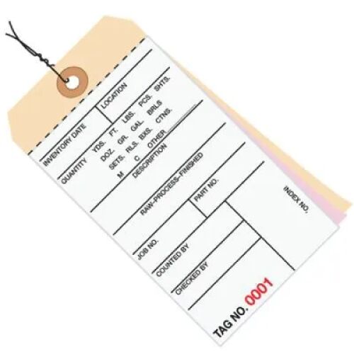 3 Part Carbonless Inventory Tags - Pre-Wired - AMS Printing
