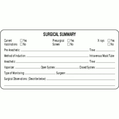 Surgical Summary Labels - AMS Printing
