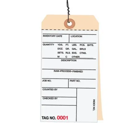 2 Part Carbonless Inventory Tags - Pre-Wired - AMS Printing