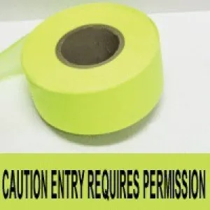 Caution Entry Requires Permission Tape, Fl. Lime - AMS Printing