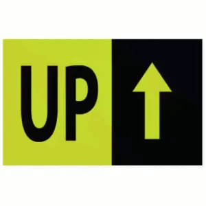 Fluorescent Green "UP" Arrow Label - AMS Printing