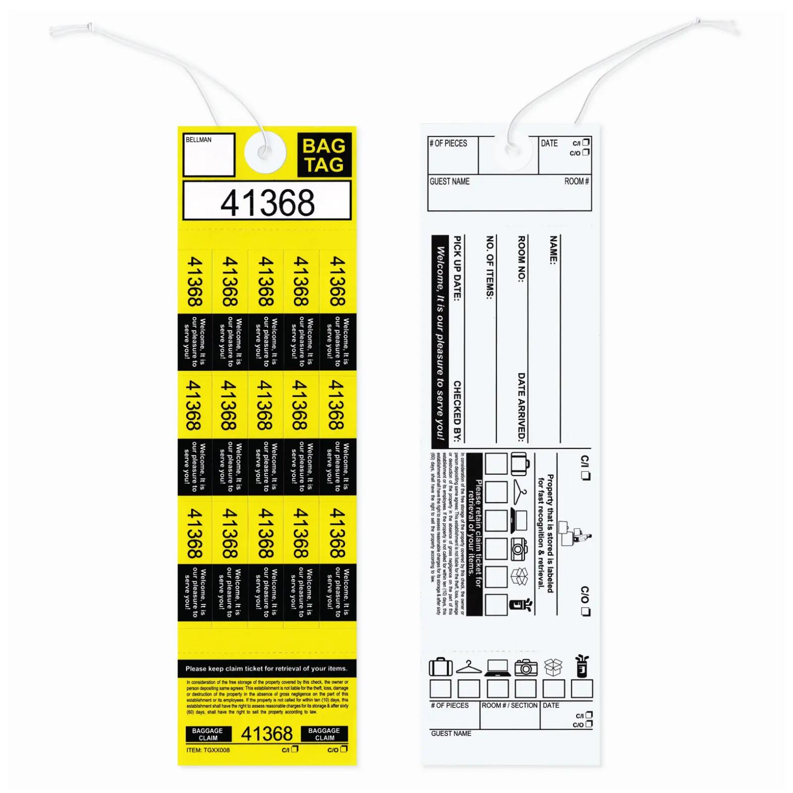 Bag Claim Tag with 15 Labels For Baggage Storage & Handling - AMS Printing